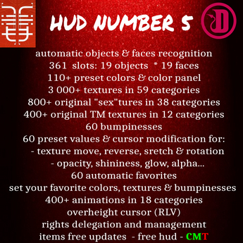 Second Life Marketplace - #000 [Lilith] Hud Number 5 (G)